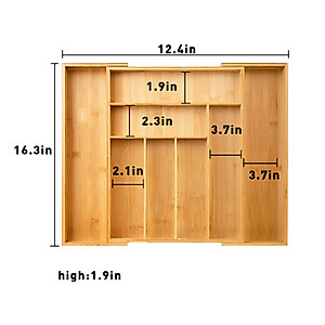 Kitchen Drawer Organizer, Bamboo Silverware Organizer, Expandable Utensil Tray Drawer Organizer, Silverware EP-001 0