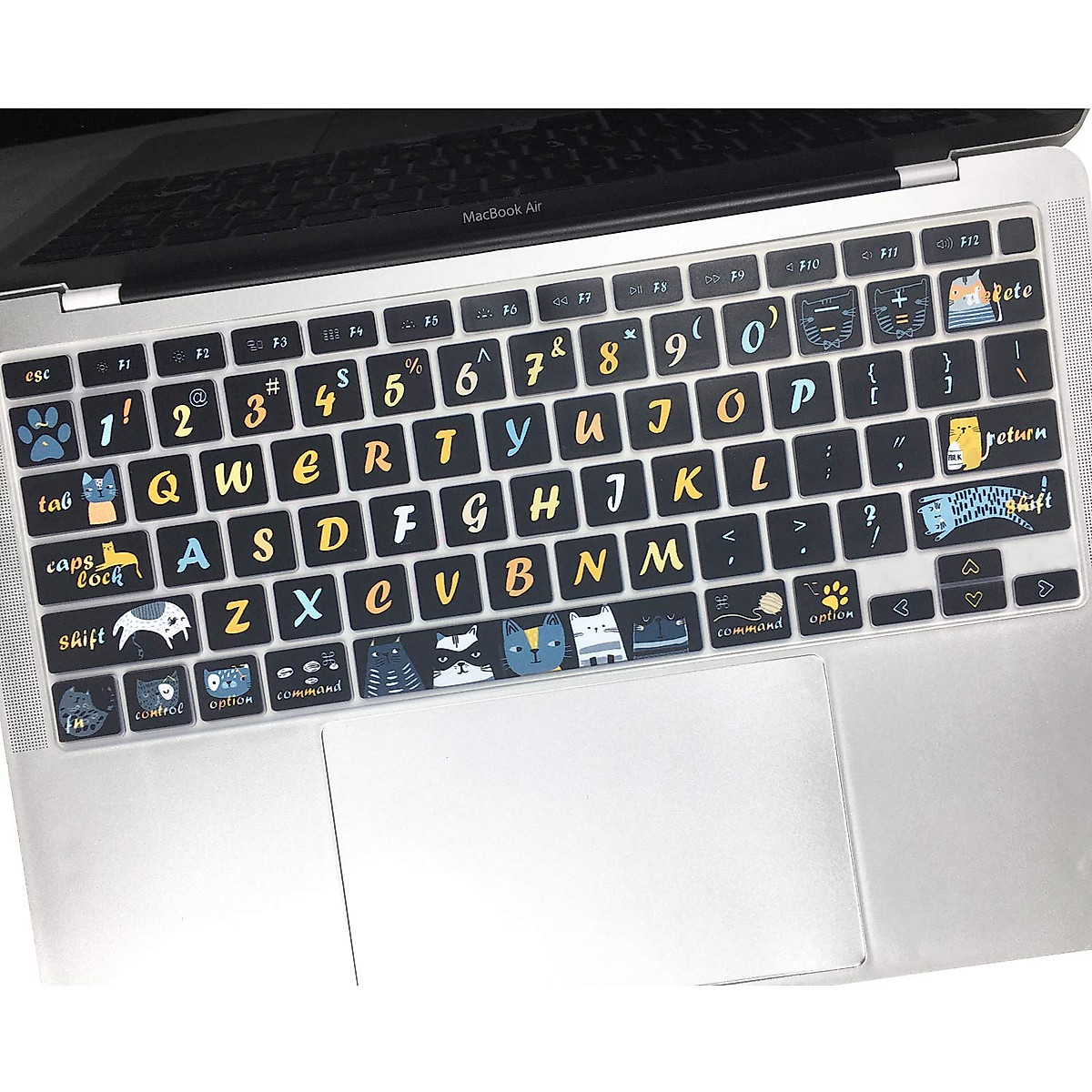 SANFORIN Keyboard Cover Protector for 2020 Apple MacBook Air 13.3 inch (Model: A2179, A2337 M1 Chip, US Layout) with Touch ID, Silicone Skin Keyboard Protector with Floral Design, Cat