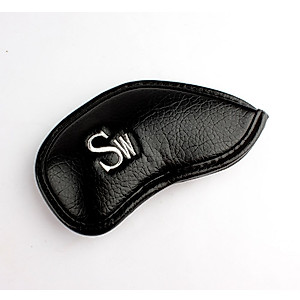 Craftsman Golf 10pcs Black Skull Thick Pu Synthetic Leather Golf Iron Head Covers Set Headcover Skull Fit All Brands Callaway, Ping, Taylormade, Cobra, Etc.