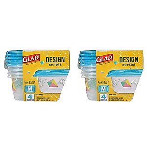 Glad Series Food Storage Containers, 4 Count | Strong and Durable Food Storage Food Containers for Everyday Use | Use to Store Meals, Snacks, and Desserts (Pack of 2)