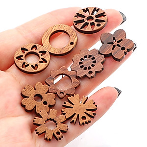 DoreenBeads 30Pcs Natural Wooden Stud Earrings Posts with Loop for Jewelry Making- Ring Shaped Wood Earring Posts with Ear Backs for Women DIY Earring Making Personalized Jewelry Findings