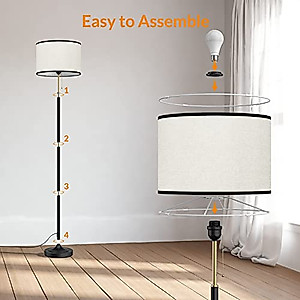 LEPOWER Floor Lamps for Living Room, Modern Standing Lamp for Bedroom, Black Tall Floor Light, Mid Century Floor Lamp, Minimalist Studying Lamp for Office, Study Room (E26 9W Bulb Included)
