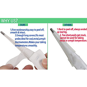 100 Pack Digital Thermometer Probe Covers - 4.74 x 1.10 Inches - Universal Covers for Oral,Armpit,Rectum Electronic Thermometer - Disposable, Sterile & Sanitary