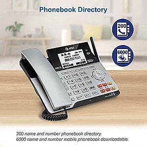 AT&T TL86103 2-Line Corded/Cordless for Small Business with Answering Machine, 2-Mailboxes, Connect-to-Cell, Caller ID Announcer, Intercom, Line-power, Long Range & Expandable to 12 Handsets