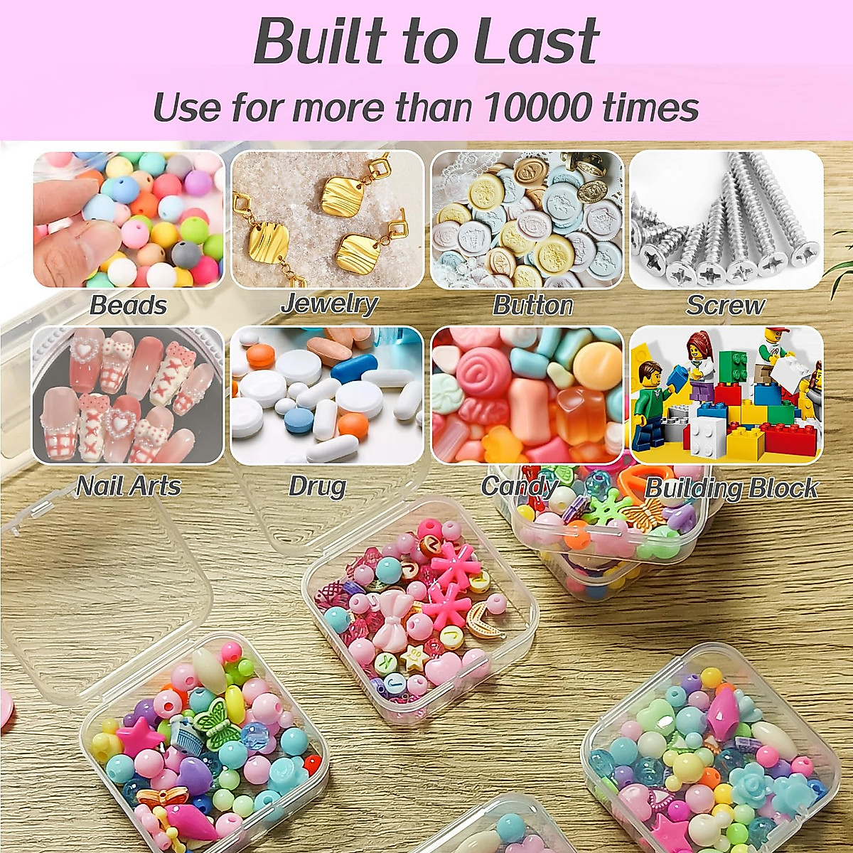 THYSSEN Bead Organizers,30Pcs Plastic Mini Clear Storage Cases with 1pcs Hinged Lid Rectangle Case,Bead Containers Transparent Boxes,for Jewelry Beading Crafts Screws Small Parts of Storage