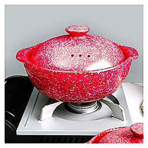 TYUXINSD Durable Stockpot Classic Round Casserole with Lid Red Household Earthenware Pot with Comfortable Insulated Handle 1.5L, 2.1L Soup Pot (Size : 1.5L) (Size : 1.5L)