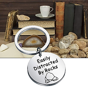 CENWA Geology Gift Geologist Jewelry Easily Distracted by Rocks Keychain Geology Professor Gift Geology Student Gift (Rocks Keychain)
