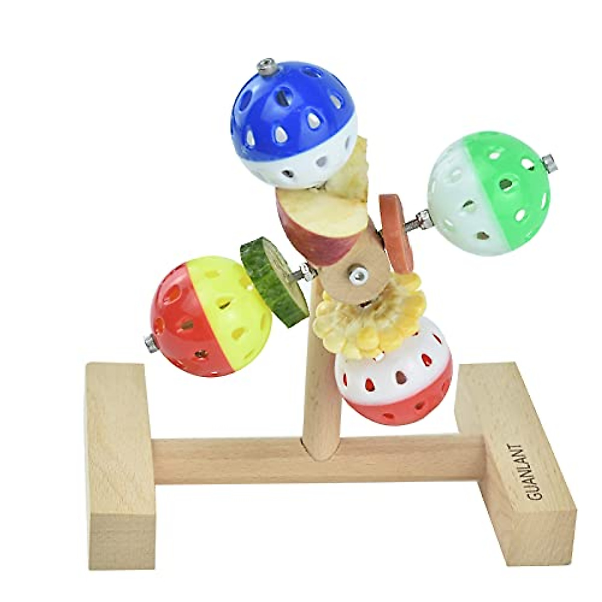 GUANLANT Foraging Bird Toys for Parrots, Budgie Toys, Rotating Bird Feeders Spinner Toys Parakeet Ball Bell Toys Birdcage Accessories Bird Food Treats Interactive Food Toys for Cockatiel Conures
