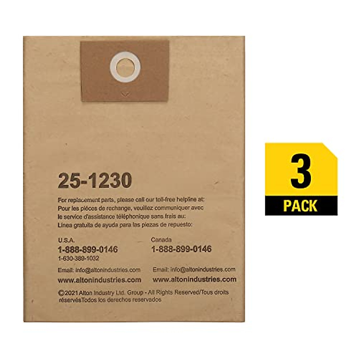 Stanley 25-1230 4-5 Gallon Disposable Filter Bag 1-1/4" for Wet/Dry Vacuum SL18130P SL18133 SL18129, 3 Pack