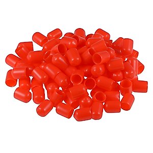 uxcell 100pcs Rubber End Caps 9.5mm(3/8") ID Vinyl Round Tube Bolt Cap Cover Thread Protectors Red