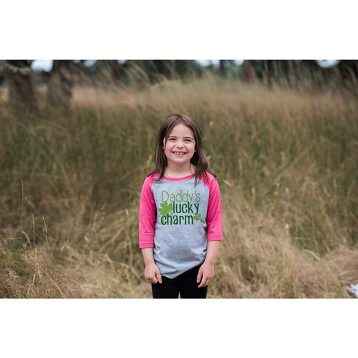 7 ate 9 Apparel Girls' St. Patrick's Day Vintage Baseball Tee 4T Pink and Grey