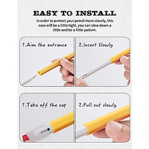 2 Pack Silicone Pencil Case Compatible with Apple Pencil 2nd Generation Only,Case Cover Sleeve Accessories Protective Skin Holder(Must Read Installation Instructions) [Yellow,Black]