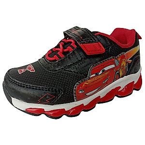 Disney Boy's Lightning McQueen Cars Light Up Sneakers (Black, Numeric_9)