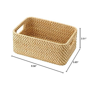 Muji Stackable Rattan Rectangular Basket with Handle, 15 cm Width x 22 cm Depth x 9 cm Height