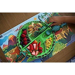 Constructive Eating Made in USA Toddler Dining Set: Kids Placemats for Dining Table with Dinosaur Plate & Utensils, Perfect Toddler Boy Gifts or Toddler Girl Gifts for 2 Year Old, Toddler Forks and Spoons for Picky Eater