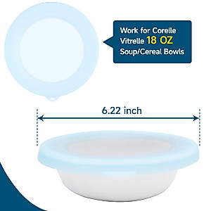 KIICII 4 Pack Silicone Lids for Corelle Vitrelle 18-Oz Soup/Cereal Bowls, Freezer & Microwave & Dishwasher Safe (Bowl not included)
