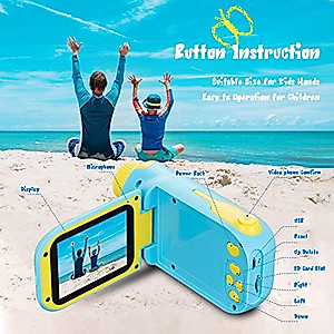 Engpure Kids Camera, Kids Video Camcorder 1080P 2.4 inch IPS Screen Camera Toys for 3-10 Years HD Children Videos Recorder for Boys Girls Toys, with 32GB Micro SD Card (Blue)