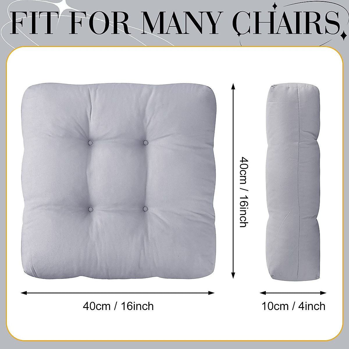 6 Pcs Memory Foam Chair Cushions Kitchen Chair Cushions 16 x 16 x 4 Inch Grey Dining Pad with Ties Memory Foam Cushion Indoor Furniture Seat for Dining Office Room Kitchen Cushion