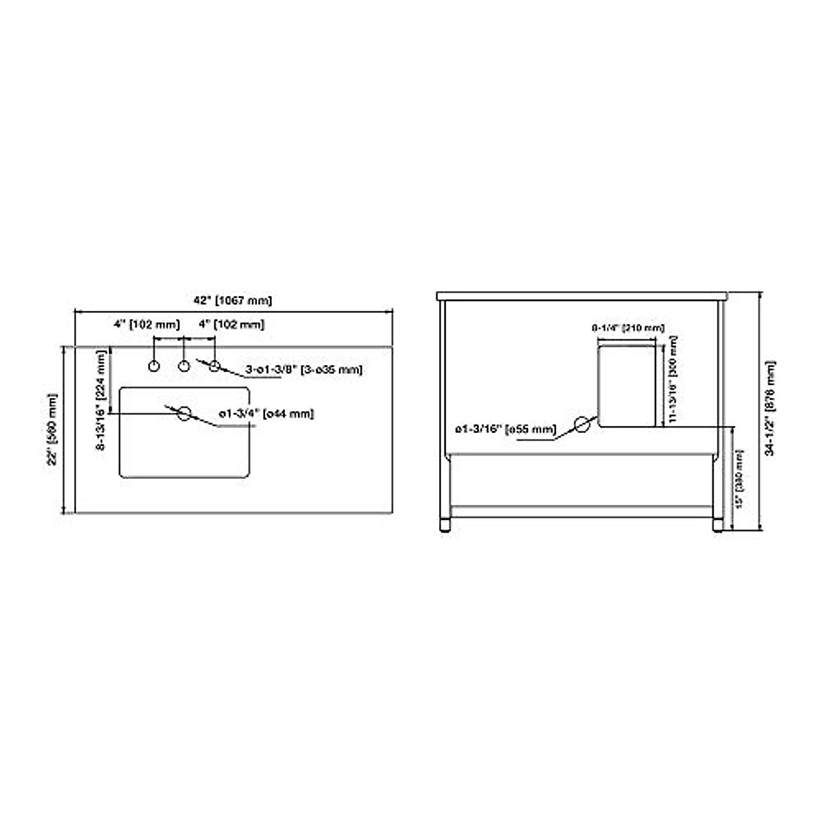 Ove Decors Stanley 42 inch Bathroom Vanity Combo Freestanding Bath Cabinet | Modern Single Sink with Cultured Marble Countertop | Backsplash Included, Midnight Blue