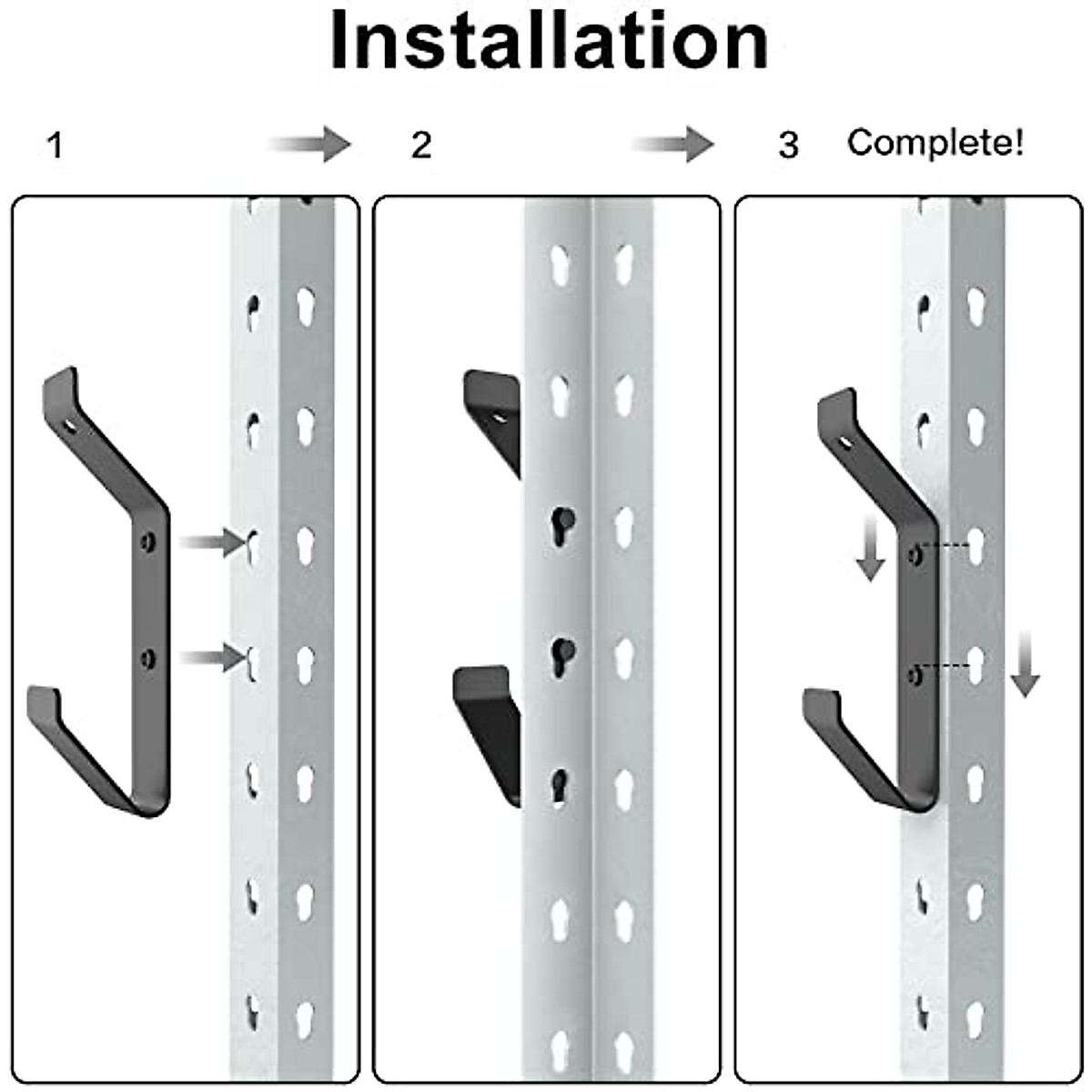 TORACK 7PCS Shelving Hooks for Keyhole Shelving Units, Metal Shelving Hook Organizer Kit for Tools, Cords, Hoses, Bags, etc., No Drilling No Holes