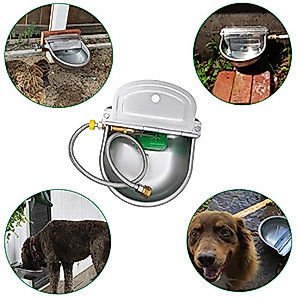 Automatic Livestock Waterer Dog Water Bowl Dispenser Stainless Steel Auto Outdoor Dog Water Bowl Self Filling for Cattle Cow Dog Horse Donkey Chicken Pets Goat