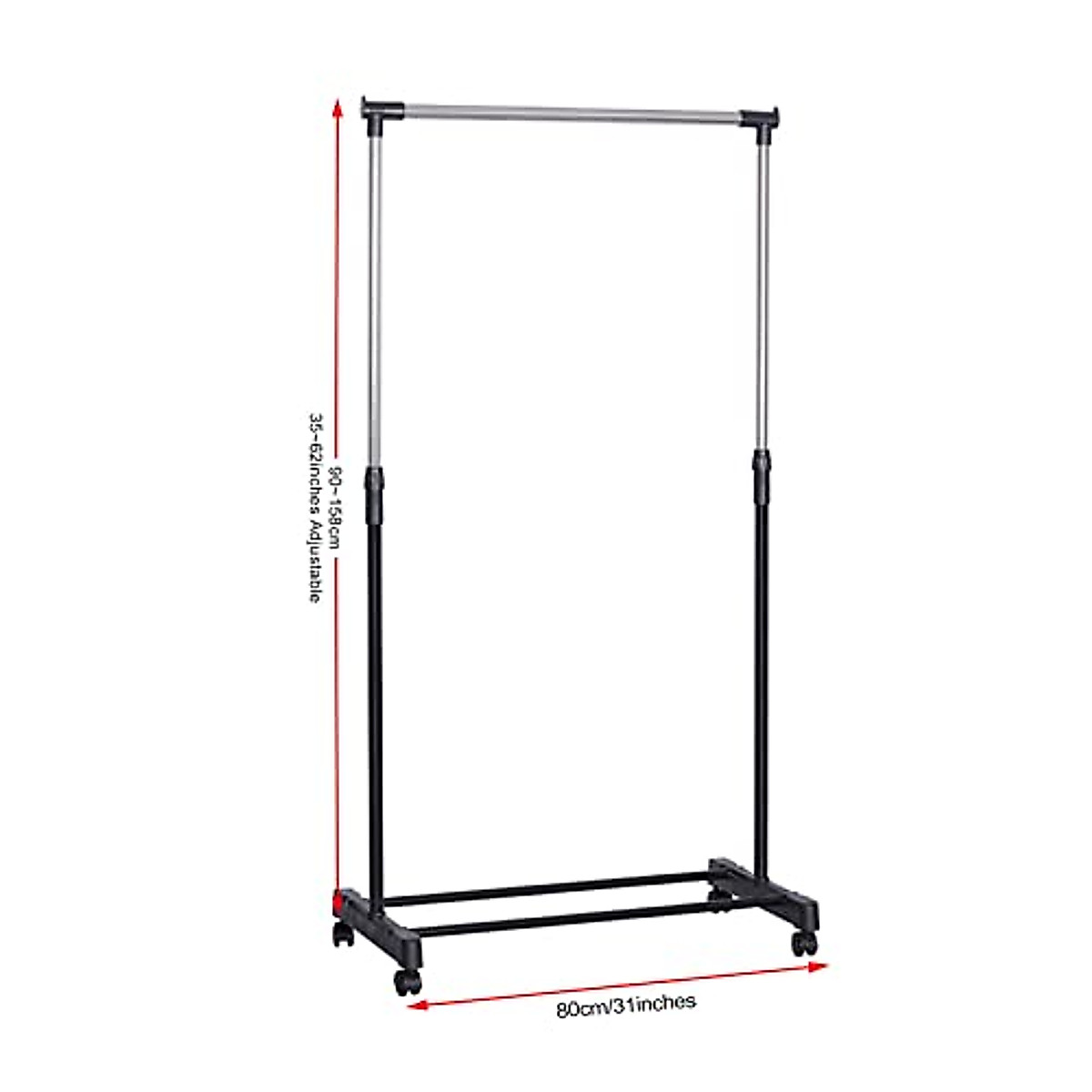 ETKEGHIP Clothing Garment Rack with Wheels and Bottom Shelves, Height Adjustable Clothes Storage Drying Rack Floor Standing Hanger Coat Hat Stand for Bedroom, Laundry Room, Retail Store