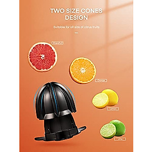 FOHERE Orange Juice Squeezer Electric Citrus Juicer with Two Interchangeable Cones Suitable for orange, lemon and Grapefruit, Brushed Stainless Steel