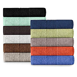 Lavish Touch 12 Pack Wash Cloth Set | 100% Ringspun Cotton , Lightweight and Highly Absorbent Quick Drying Towels, Perfect for Daily Use (Grey)