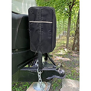 Electric Jack Cover, 600D Polyester RV Accessories Universal Tongue Trailer RV Jack Protective Head Cover Camper Accessories for Outside (Universal Size 14″H x 5″W x 10″D)