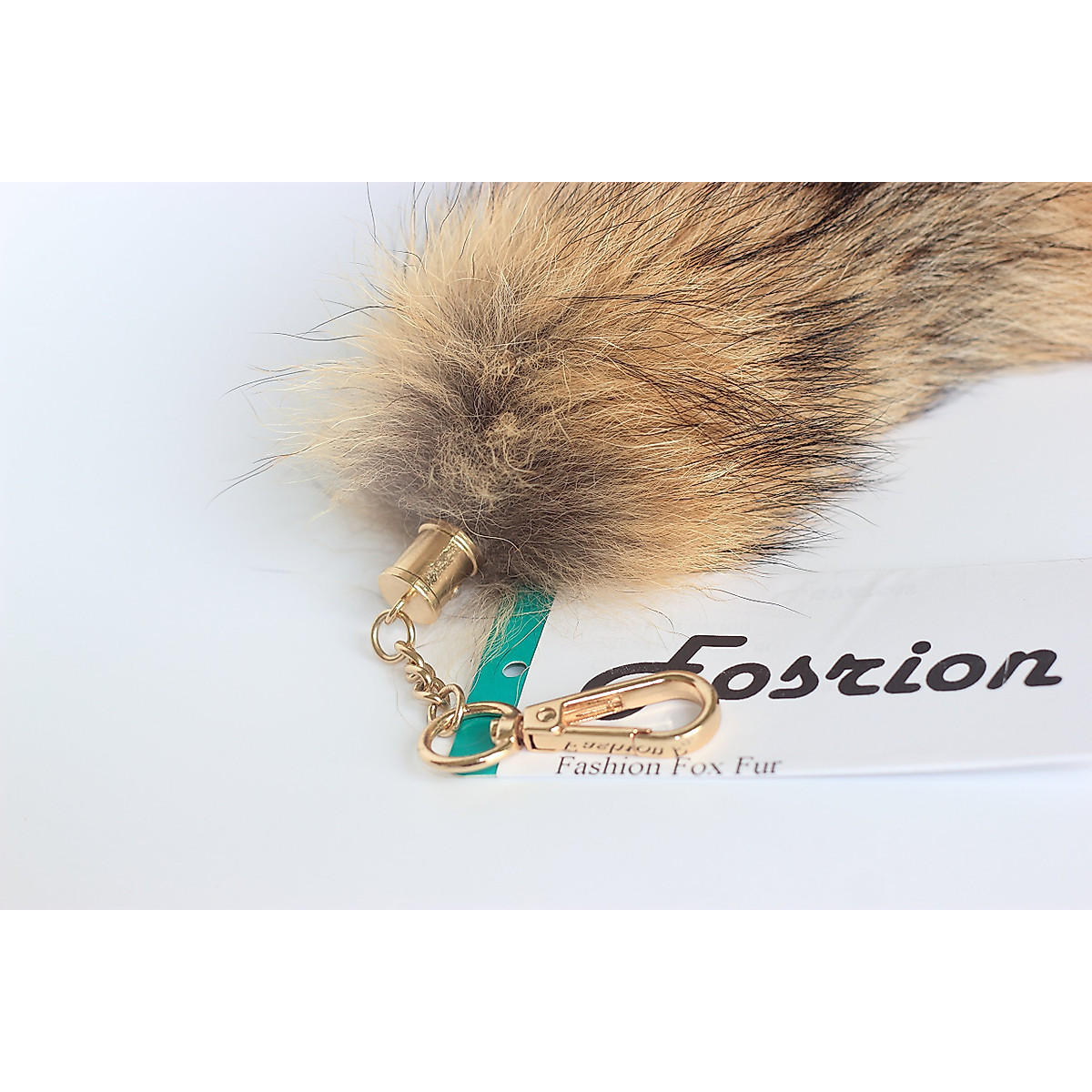 Fosrion Real Fox Tail Fur Keychain Clasp Fashion Charm Cosplay Toy (Red & Thin)