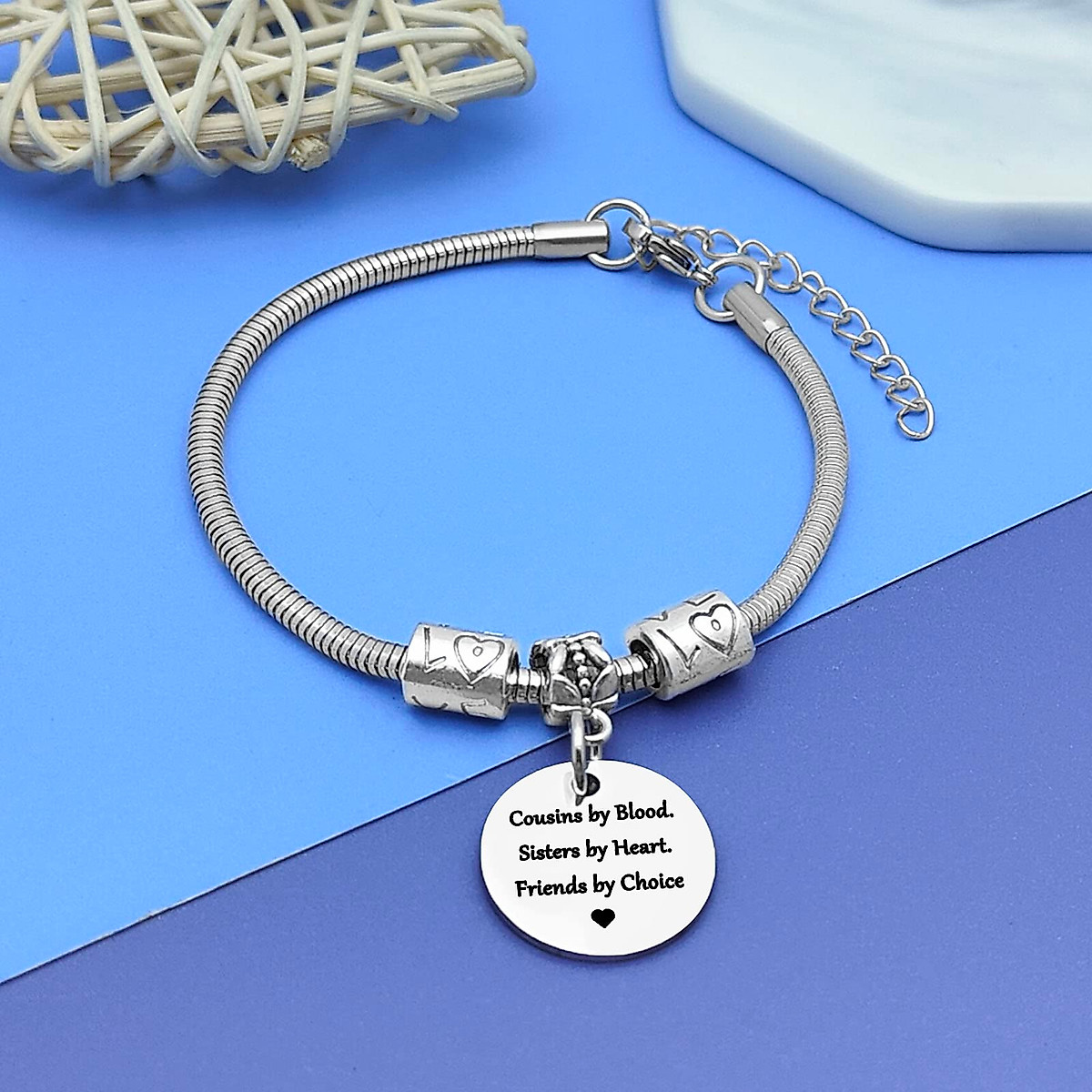 Cousin Gift Jewelry Bracelet Stainless Steel Christmas Gift for Cousin Birthday Gift Idea Long Distance Relationship Gift for Cousin Jewelry Gift for Women Going Away Gift Graduation Gift for Cousin