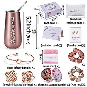 DHQH Bridesmaid Proposal Gifts Box Sets From Bride,Will You Be My Bridesmaid,6 oz Bride Tribe Stainless Steel champagne glasses Bachelorette Party SPA Gifts Bridal Showers