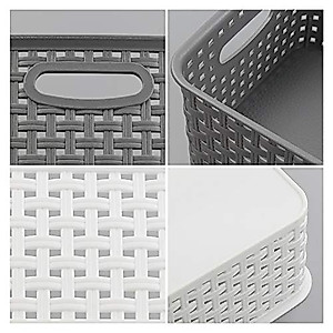 Uumitty Plastic Weave Storage Basket, Small organizer Basket Set, 6 Packs, T