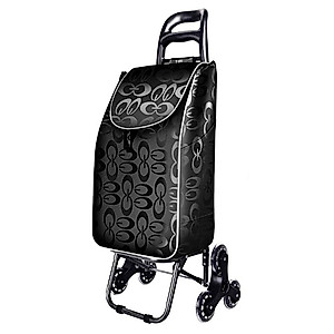 Shopping Trolley on Wheels Multi Function Shopping Cart Climb Stairs Collapsible Crystal Wheel Trolley Lever Car Luggage Cart Contains Cloth Bag Storage Hand Trucks,Coffee Color ,Shopping Troll