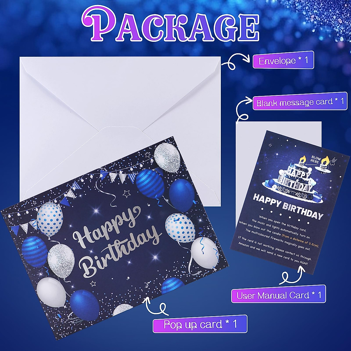 APOTODITO Birthday Cards, Pop Up Birthday Cards with Music and Light, 3D Birthday Gift Card, Birthday Gifts for Women Men Mom Girls Kids