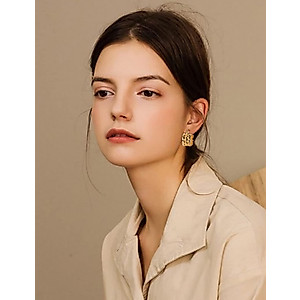 WOWORAMA Filigree Hoop Earrings for Women 14K Gold Chunky Hoops Wide Braided Huggie Hoop Earrings Round Ball Hoop Earrings Boho Trendy Minimalist Earrings - Gold Braid Hoops