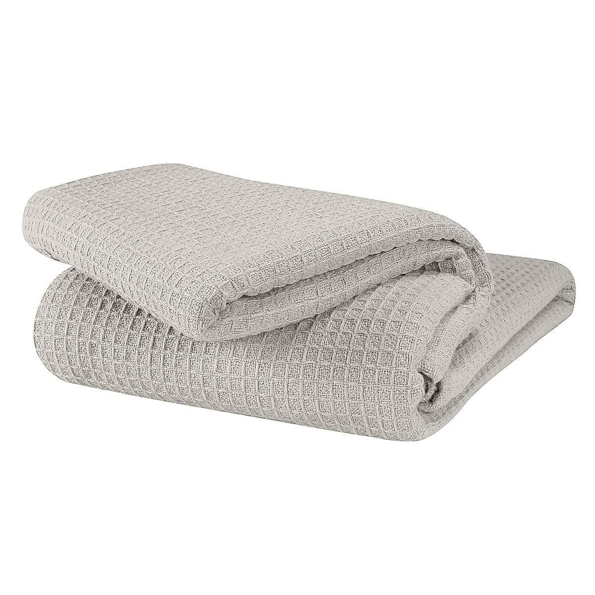 GLAMBURG 100% Cotton Thermal Blanket, Breathable Bed Blanket Twin Size, Soft Waffle Blanket, Twin Blanket, All Season Cotton Blanket, Light Grey