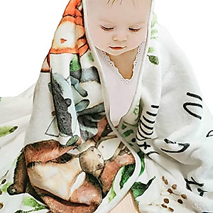 Yuzioey Woodland Baby Monthly Milestone Blanket, Woodland Animals Baby Growth Chart Monthly Blanket, Watch Me Grow Baby Woodland Forest Nursery for New Moms Baby Shower, Includes Marker (50"x40")