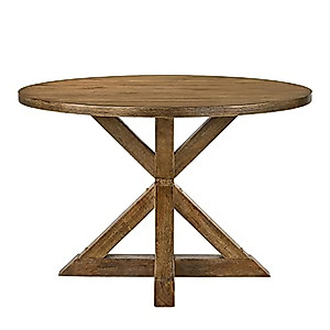 Knocbel Farmhouse 48" Dia Round Dining Table with Pedestal Base, Kitchen Dining Room Table for 4, Standard Height, 150lbs Weight Capacity