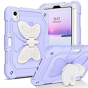BENTOBEN iPad Mini 6 Case, 2021 iPad Mini 6th Generation Case with Pencil Holder 2 in 1 Heavy Duty Rugged Shockproof Kickstand Hybrid Bumper Protective Girl Women Boy Mini 6 Tablet Cover,Purple Design