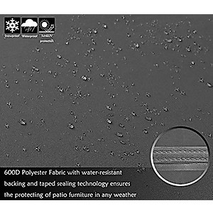 SUNRAIN Rectangular Patio Furniture Set Covers 600D Oxford Fabric Waterproof UV Protection Outdoor Table and Chair Cover, 108" Lx82 Wx28 H