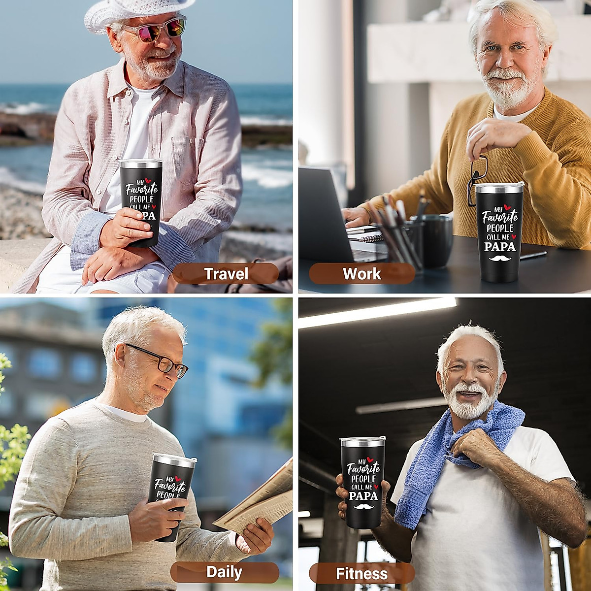 Papa Tumbler Cup Gifts for Grandpa Papa Fathers Day Birthday Gifts from Grandkids, Granddad Grandfather Grandparents Gift from Granddaughter, Best Grandpa Ever Gift, 20oz Black Cup and Socks Set