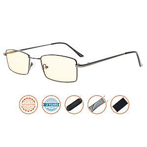 CessBlu Blue Light Filter Glasses Bendable Bridge Computer Eyeglasses Women Men Reading(Gunmetal)+0.75