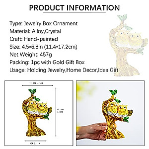 Hand Painted Enameled Pair of Yellow Owl Sitting on BranchAnd Cute Camel Animal Trinket Jewelry Box