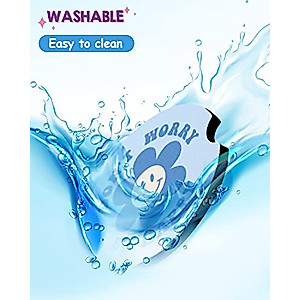 Huray Rayho 8pcs Danish Pastel Car Coasters 2.75inch Car Cup Holders Non-Slip Rubber Car Coasters with Finger Notch Drinks Coasters Aesthetic Smiling Face Flower Preppy Boho Cute Accessories for Women