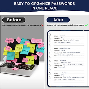 Taja Password Keeper Book with Alphabetical Tabs，Small Password Books for Seniors, Password Notebook for Internet Website Address Log in Detail, Password Logbook to Help You Stay Organized - Star