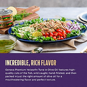 Genova Premium Yellowfin Tuna in Olive Oil, Wild Caught, Solid Light, 5 oz. Can (Pack of 24)