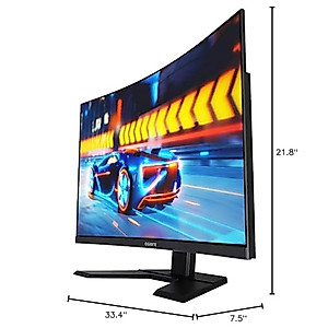 GIGABYTE G32QC 32" 165Hz 1440P Curved Gaming Monitor, 2560 x 1440 VA 1500R , 1ms (MPRT) Response Time, 94% DCI-P3, VESA Display HDR400, FreeSync Premium Pro