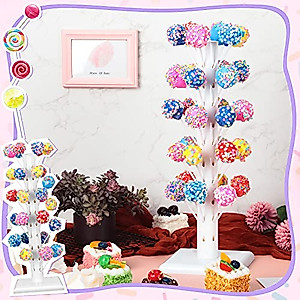 2 Pieces Cake Pop Stand 60 Hole Wooden Lollipop Holder Candy Table Display, Dessert Decorative for Wedding Baby Showers Birthday Anniversaries Party