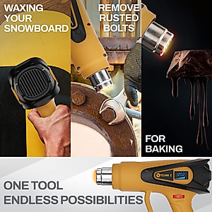 TEAM Z 1800W Premium Heat Gun kit 140°F~1202°F - Heavy Duty Heat Shrink Gun with Single Handed Operation, LCD Display Hot Air Gun with Case, Overload Protection with 6 Nozzles for Crafts